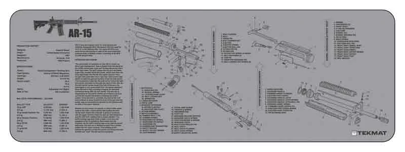 TEKMAT ARMORERS BENCH MAT - 12"X36" AR-15 GREY - Spargo Defense